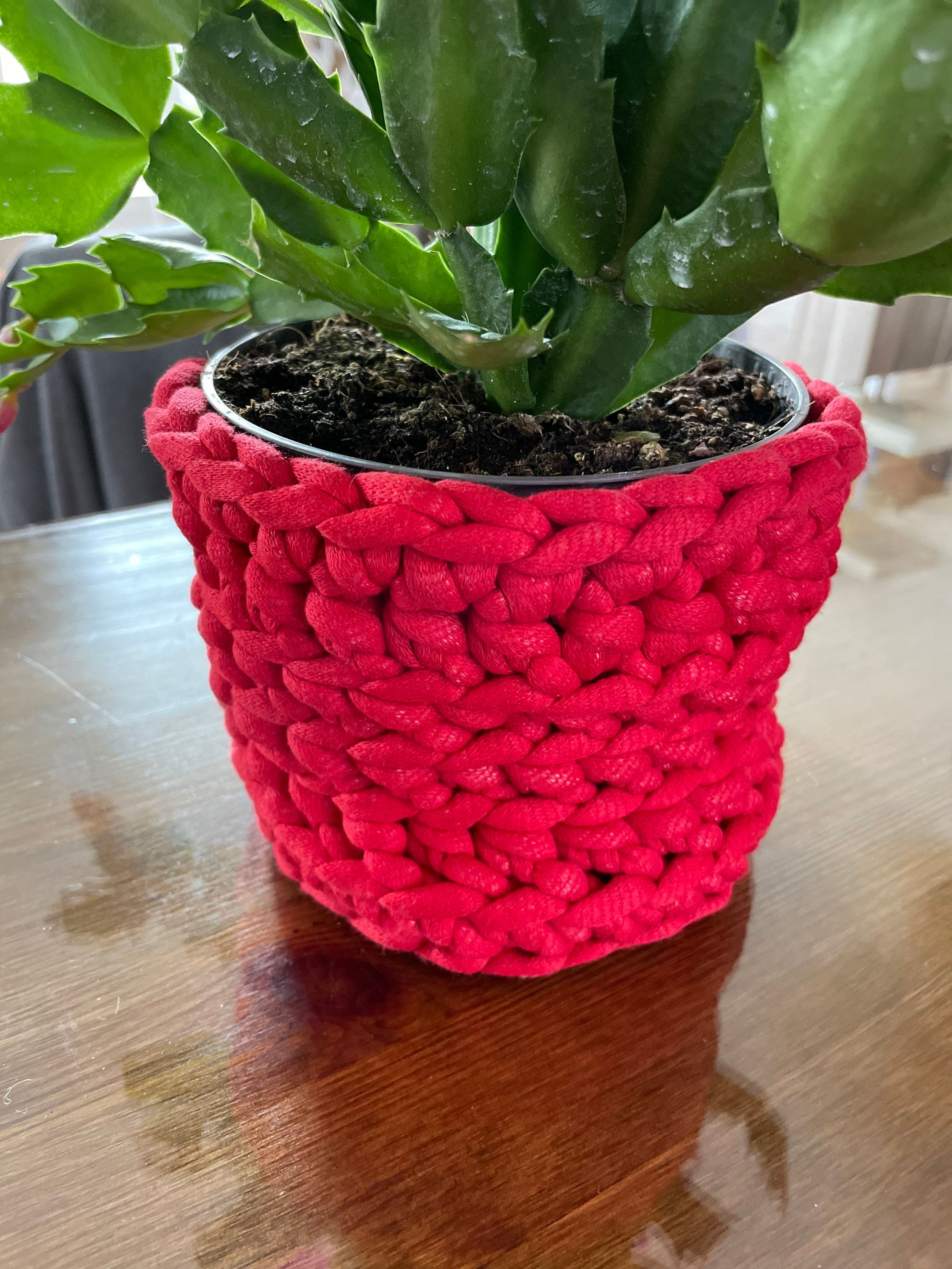Cache Pot rouge en crochet, France - Etsy France