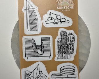 Sticker Sheet of Buildings - Etsy