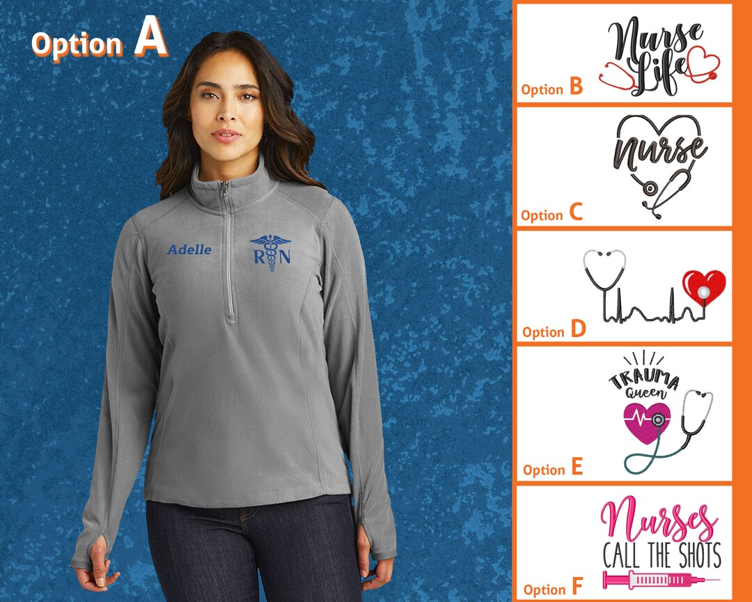 Personalized Nurse Medical Half Zip Fleece Pullover Athletic ...