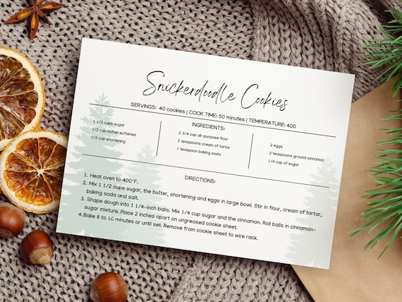 Christmas Tree Recipe Card Template Christmas Recipe Card - Etsy