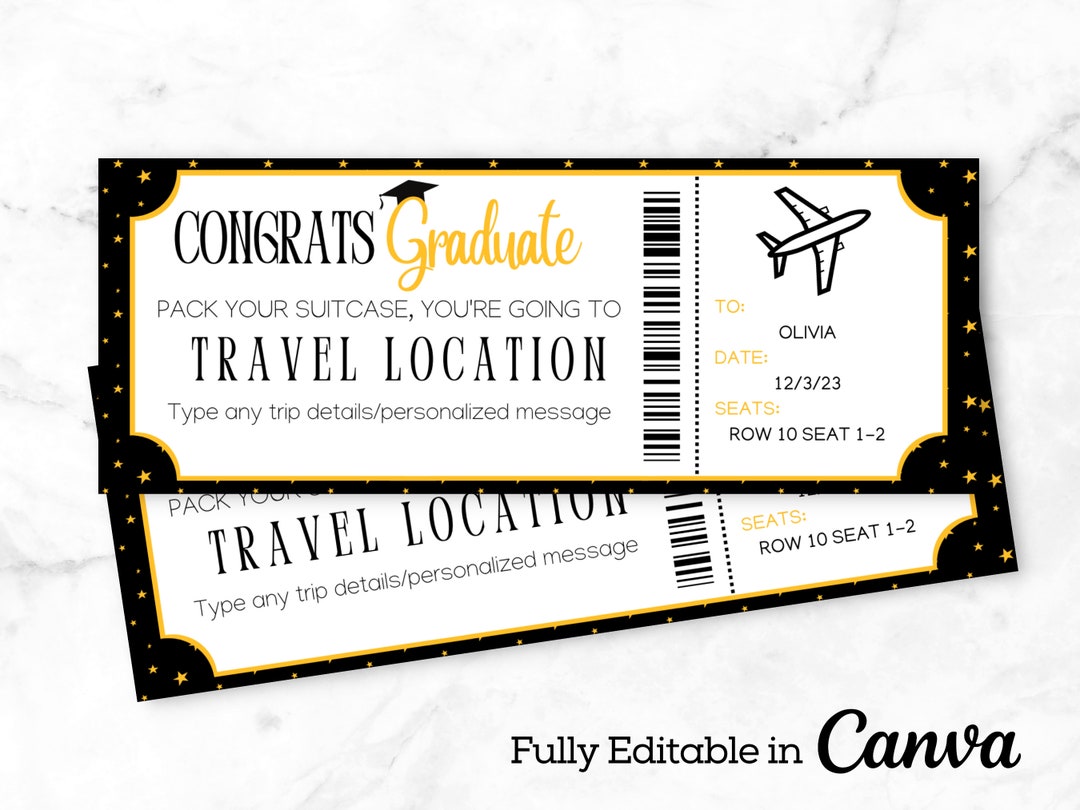 Graduation Boarding Pass Template | Graduation Flight Ticket | Surprise ...