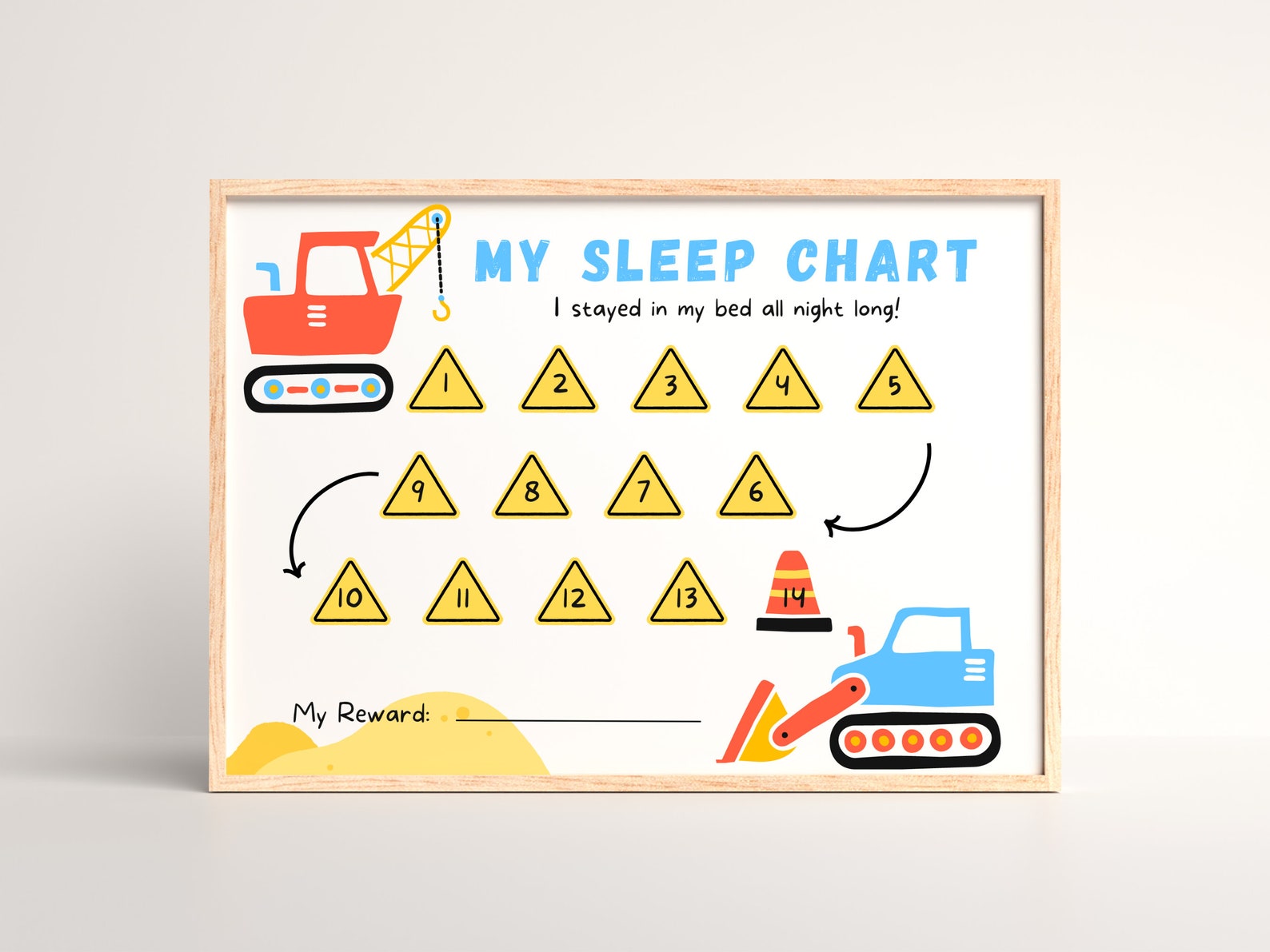 Construction Sleep Reward Chart | Printable Reward Chart | Construction ...