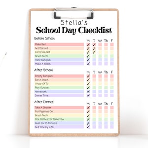 Rainbow Kids Daily School Schedule Checklist | Daily Routine Printable ...