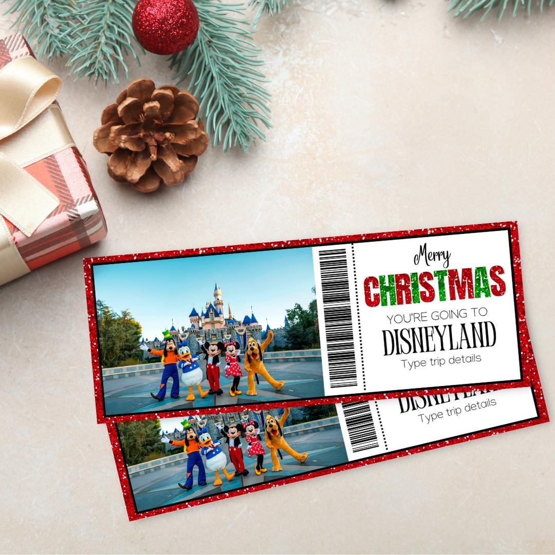 Surprise Christmas Disneyland Trip Ticket | Disneyland Boarding Pass ...