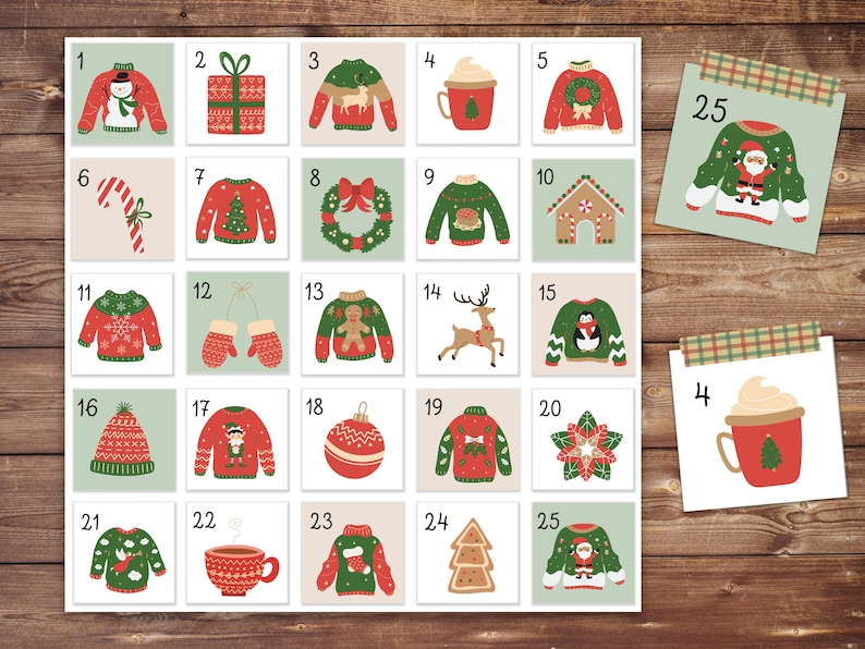 Printable Advent Calendar Christmas Advent Calendar for Kids - Etsy