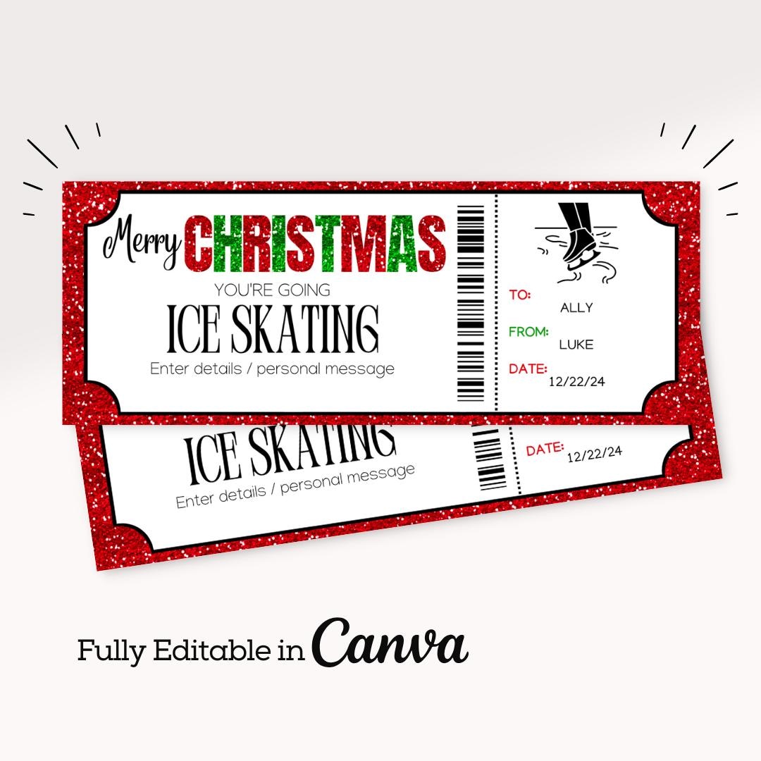 Ice Skating Christmas Ticket | Ice Skating Lessons Gift Certificate ...