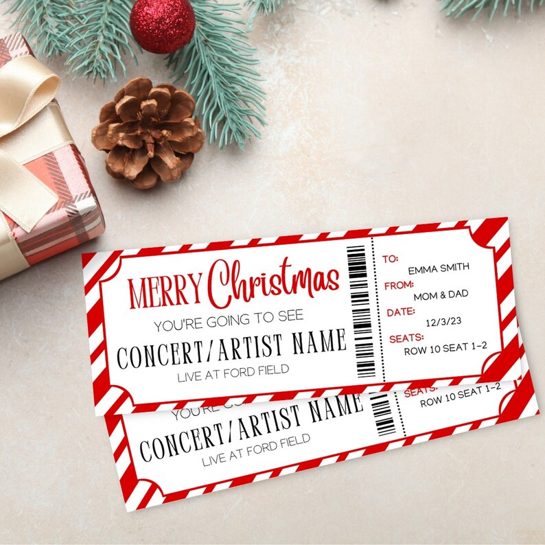 Christmas Concert Ticket Gift Voucher Template | Fully Custom Printable ...