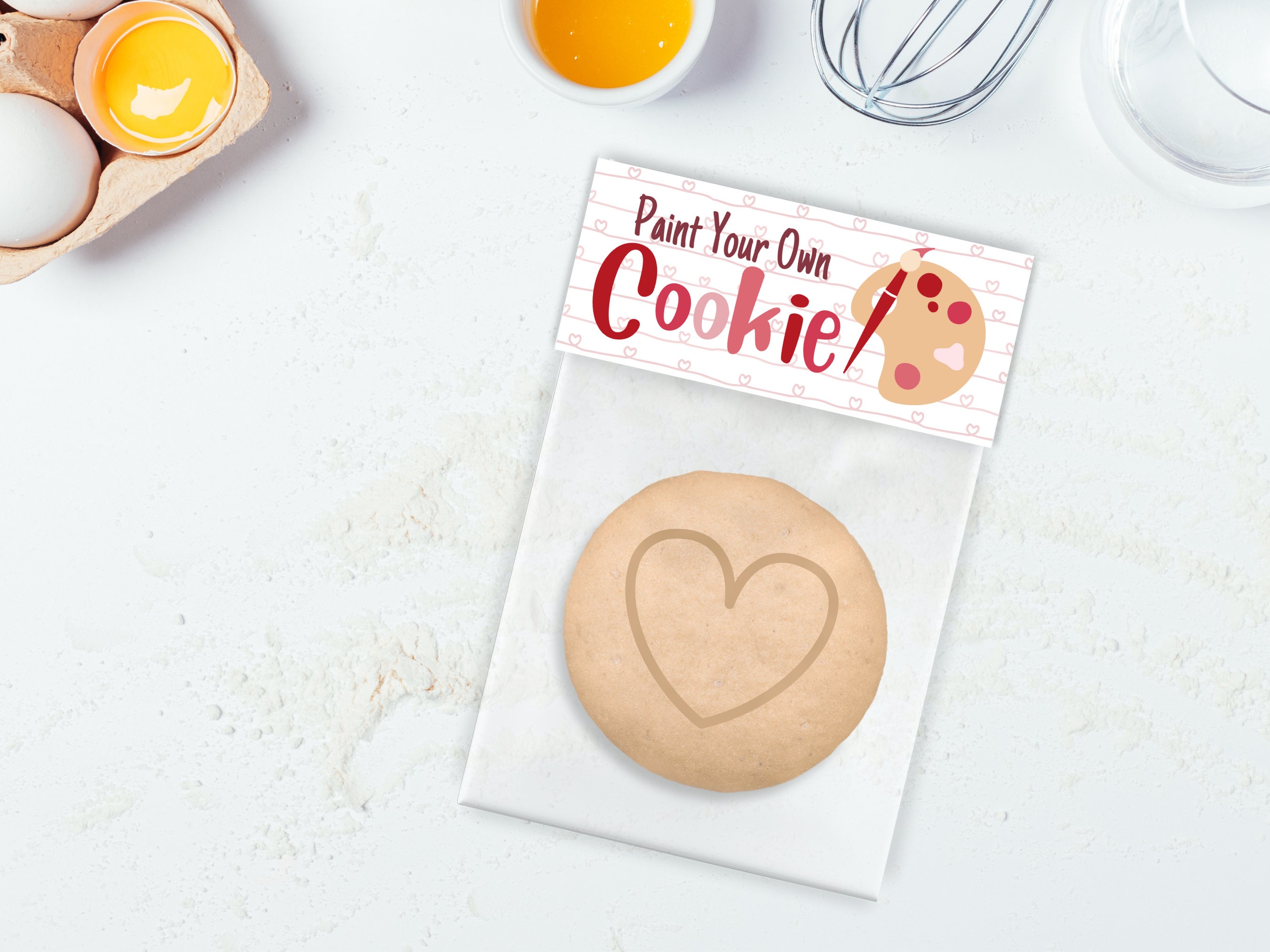 Valentines Day Paint Your Own Cookie Bag Topper | PYO Pink Cookie Bag ...