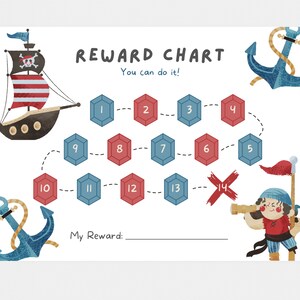 Printable Pirate Reward Chart | Pirate Kids Behavior Chart | Instant ...