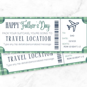 Editable Fathers Day Boarding Pass | Fathers Day Vacation Ticket ...