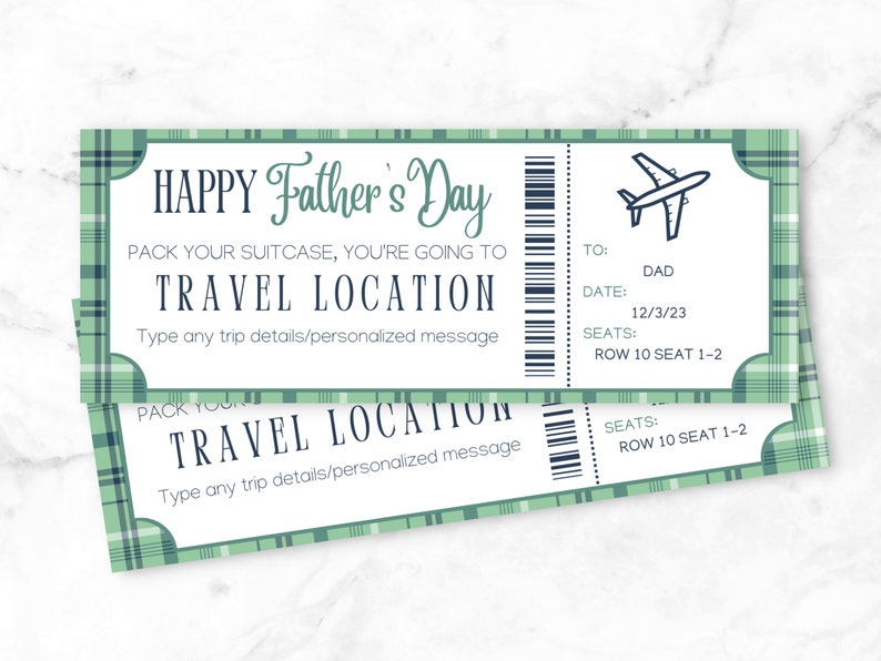 Editable Fathers Day Boarding Pass | Fathers Day Vacation Ticket ...
