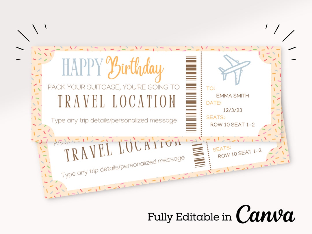 Minimalist Surprise Birthday Boarding Pass | Ticket Template | Airline ...