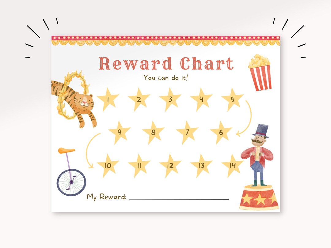 Circus Reward Chart for Kids Printable Circus Behavior Chart - Etsy