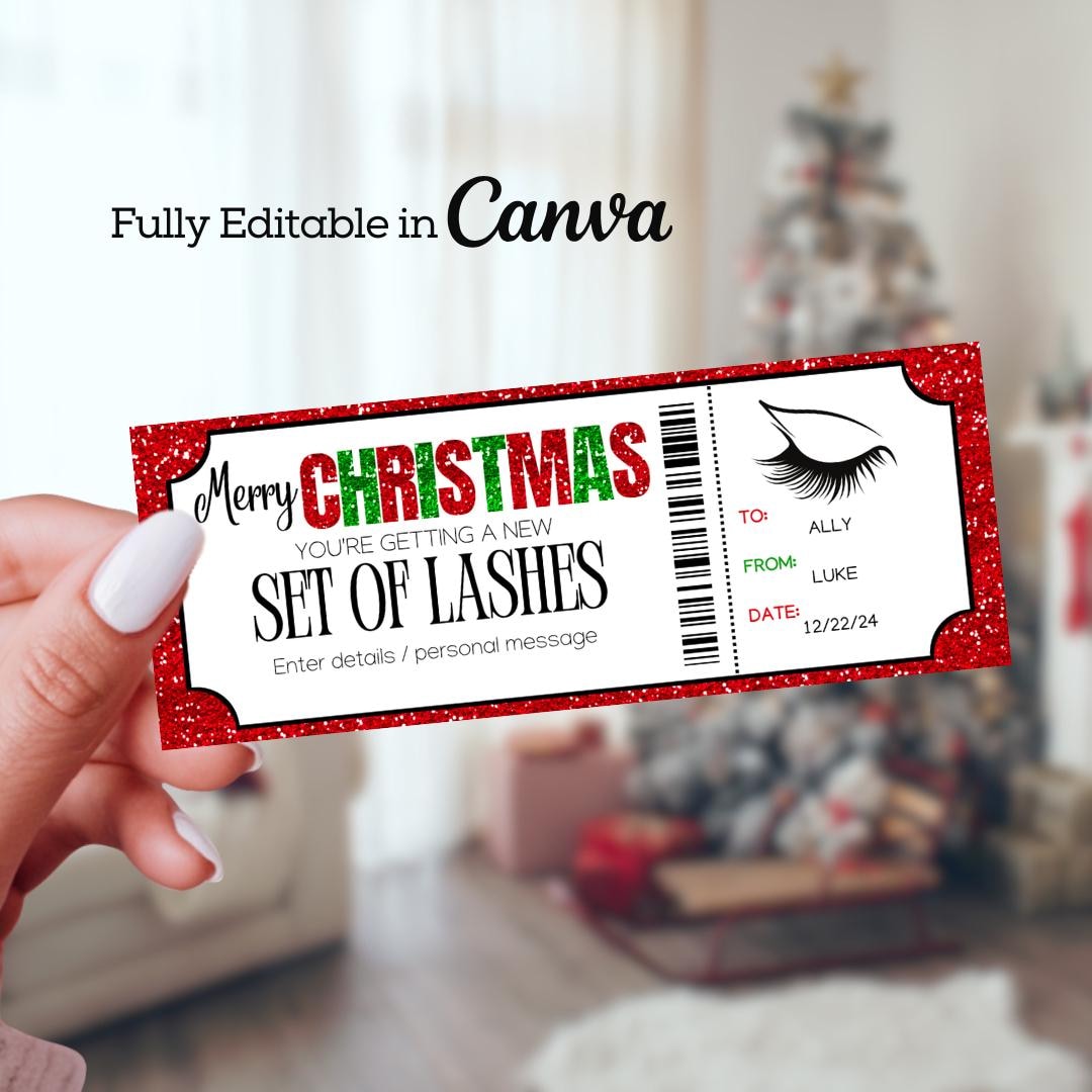 Christmas Lash Gift Ticket | Eyelash Extension Gift Certificate for Her ...