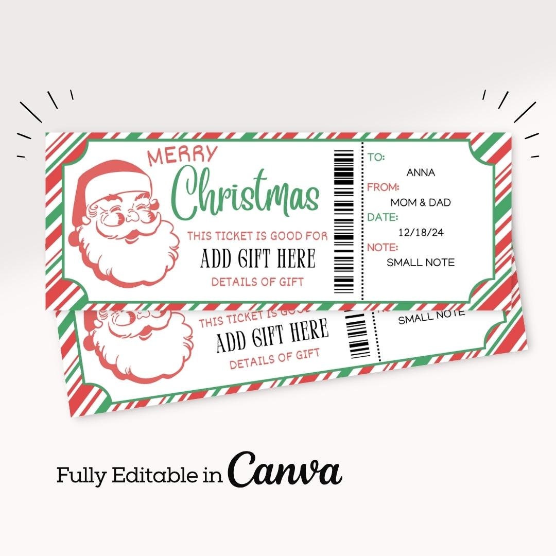 Christmas Gift Coupon Ticket | XMAS Gift Voucher | Gift Certificate ...