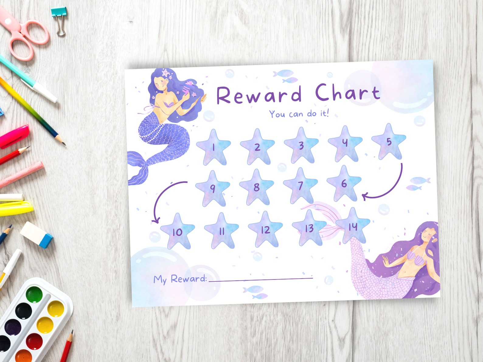 Mermaid Reward Chart for Kids | Behavior Chart Printable | Chore Chart ...