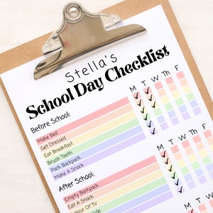 Rainbow Kids Daily School Schedule Checklist | Daily Routine Printable ...