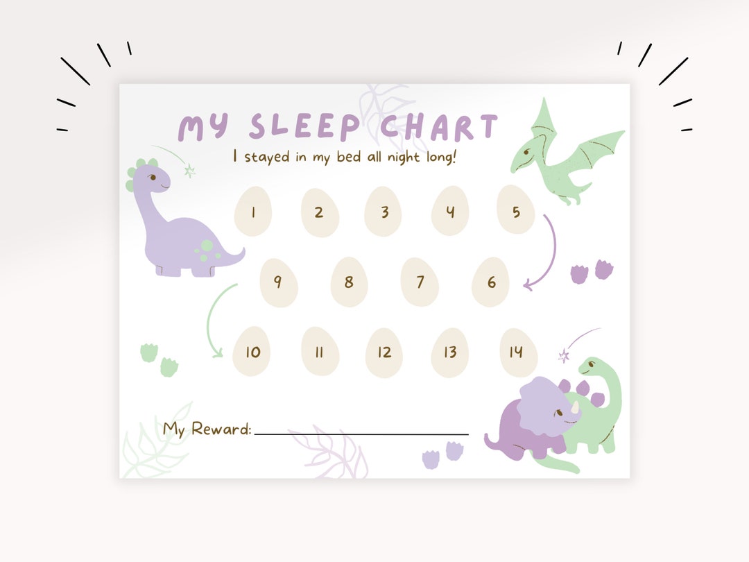 Printable Dino Sleeping Chart | Dinosaur Sticker Sleeping Chart | Kid ...