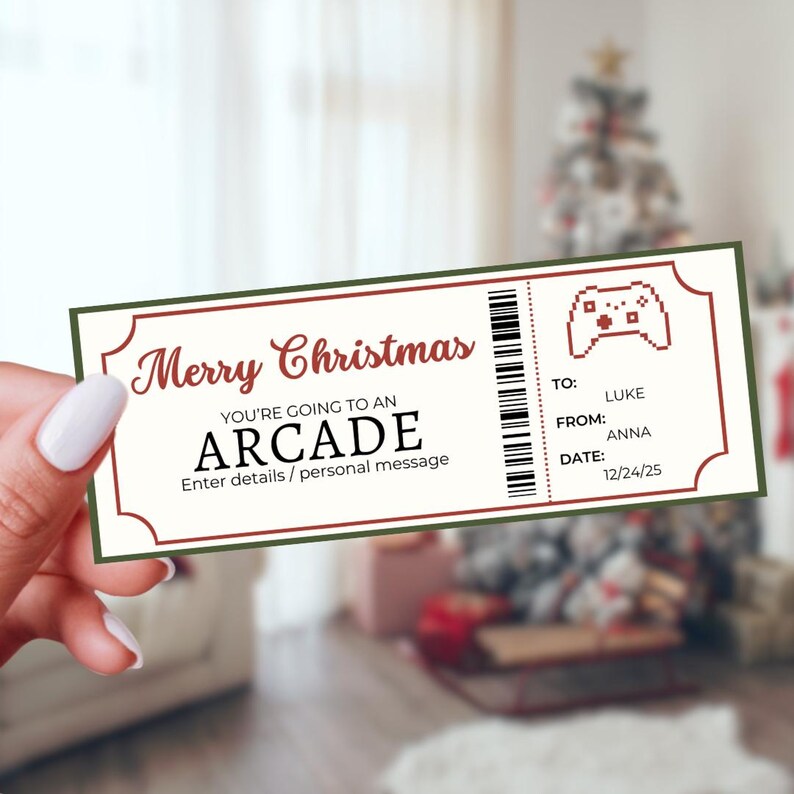 Christmas Arcade Ticket | Experience Gift Coupon | Printable Kids Gift ...