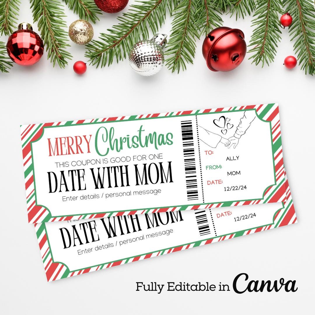 Christmas Date With Mom Ticket | Kids Experience Gift Souvenir | Custom ...
