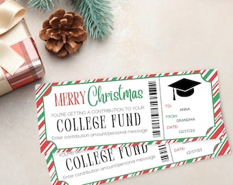 College Fund Gift Christmas Gift Certificate College Fund - Etsy