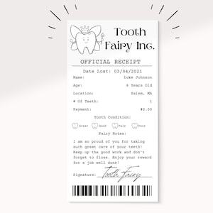 Tooth Fairy Receipt Template | Editable Tooth Fairy Letter | Digital ...