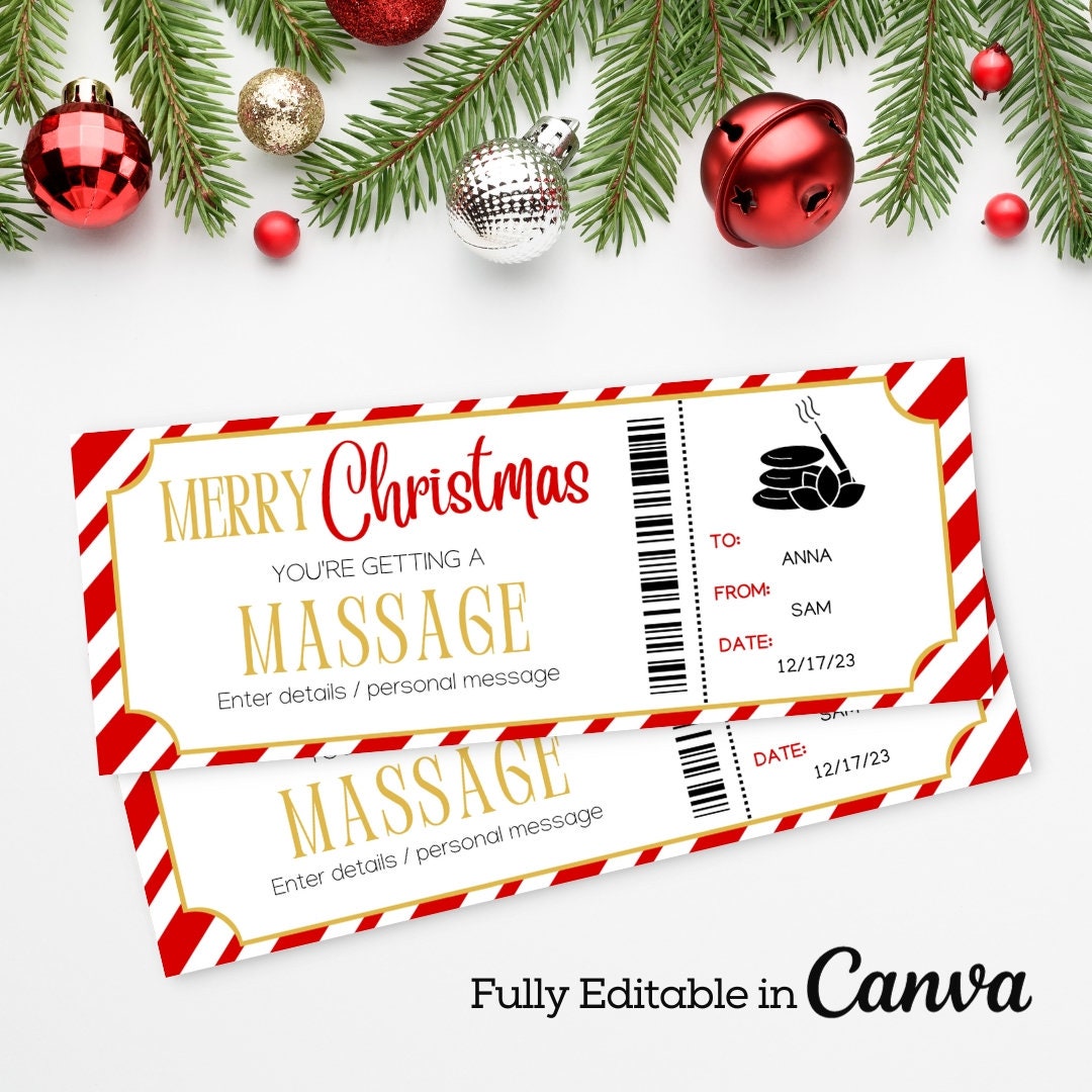 Christmas Massage Gift Ticket Template | Massage Voucher Printable ...