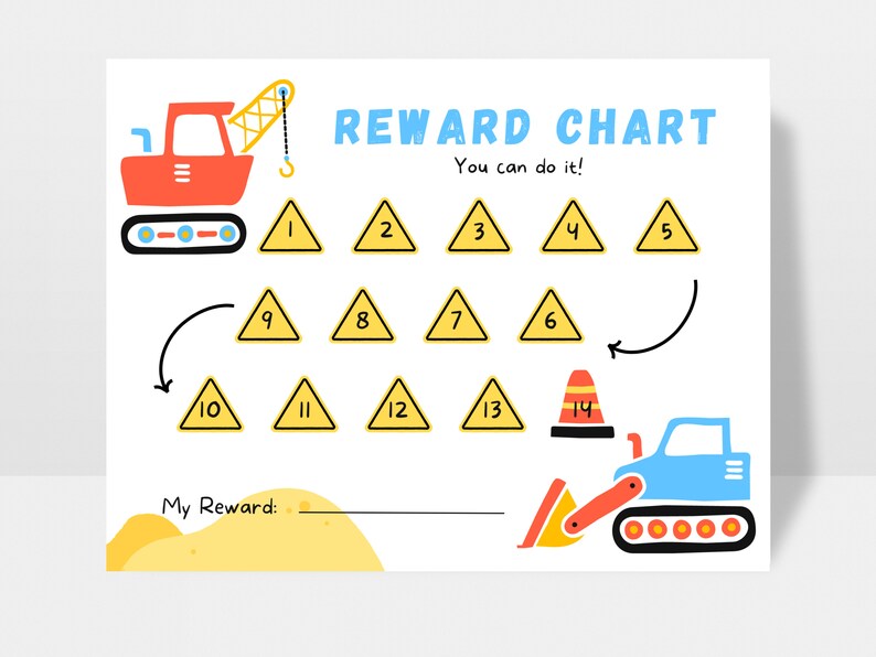Printable Construction Reward Chart Builder Kids Behavior - Etsy