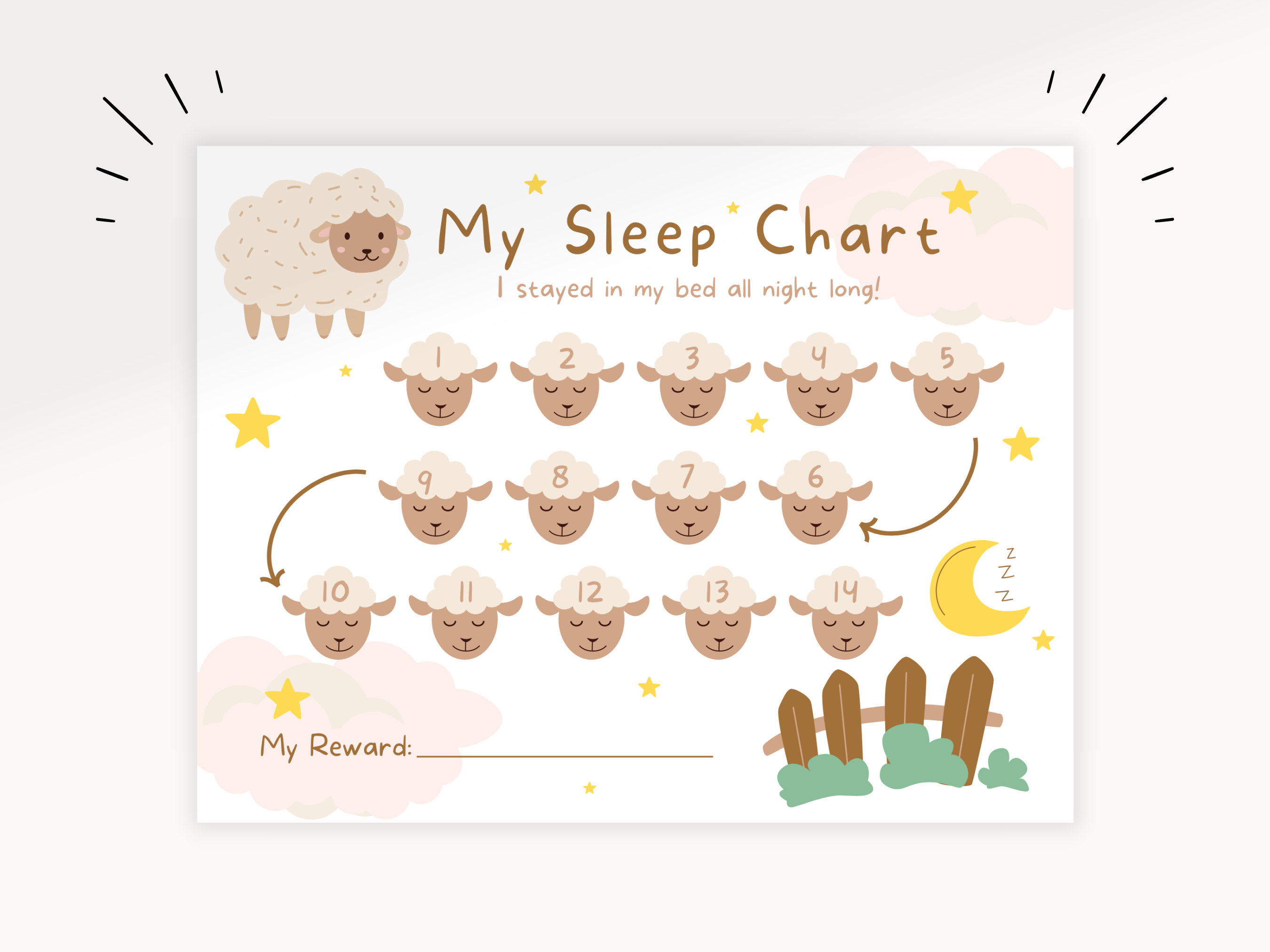 Counting Sheep Sleep Reward Chart Sleep Training Printable - Etsy