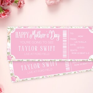 Printable Mother's Day Concert Gift Ticket | Mom Gift Certificate ...