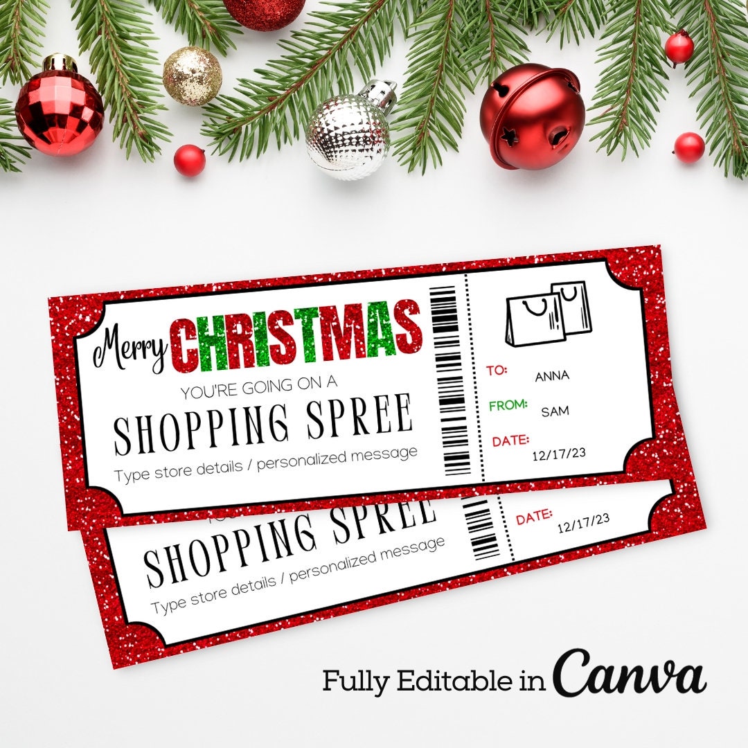 Christmas Shopping Spree Trip Ticket | Shopping Spree Gift Card ...