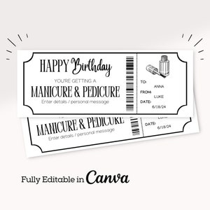 Printable Manicure Pedicure Gift Voucher | Mani Pedi Ticket Template ...