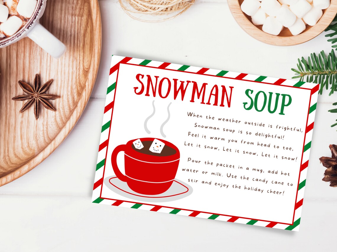 Snowman Soup Printable Tag | Christmas Tag | Christmas Goody-bag ...