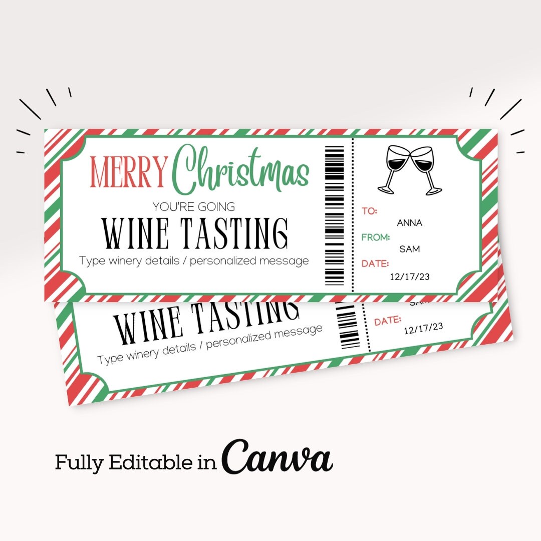 Christmas Wine Tasting Gift Ticket | Winery Trip Certificate | Wine ...