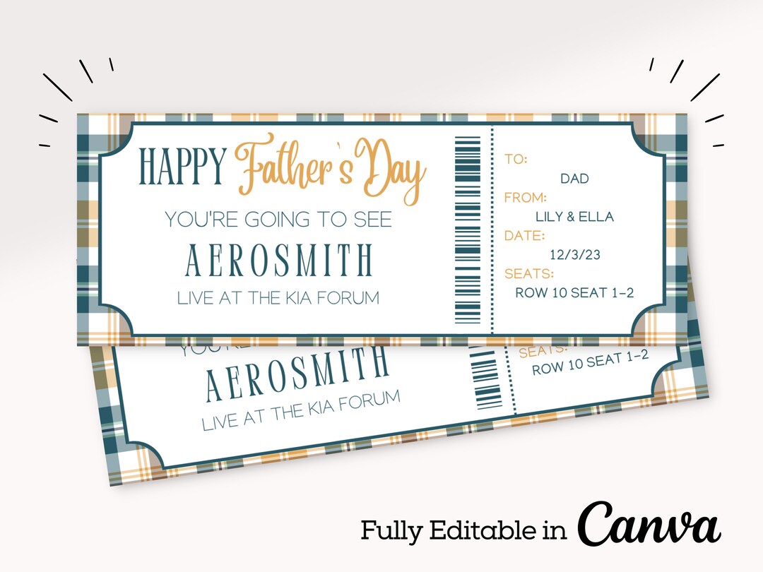 Editable Fathers Day Concert Ticket | Printable Concert Ticket ...