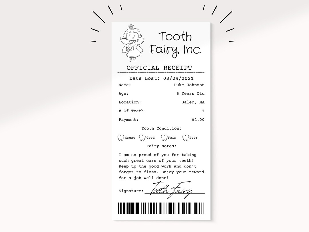 Lost Tooth Tooth Fairy Receipt Tooth Fairy Letter Lost Tooth Tooth ...