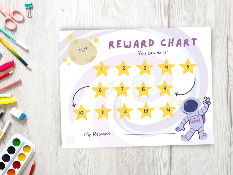 Printable Astronaut Reward Chart Outer Space Kids Behavior - Etsy