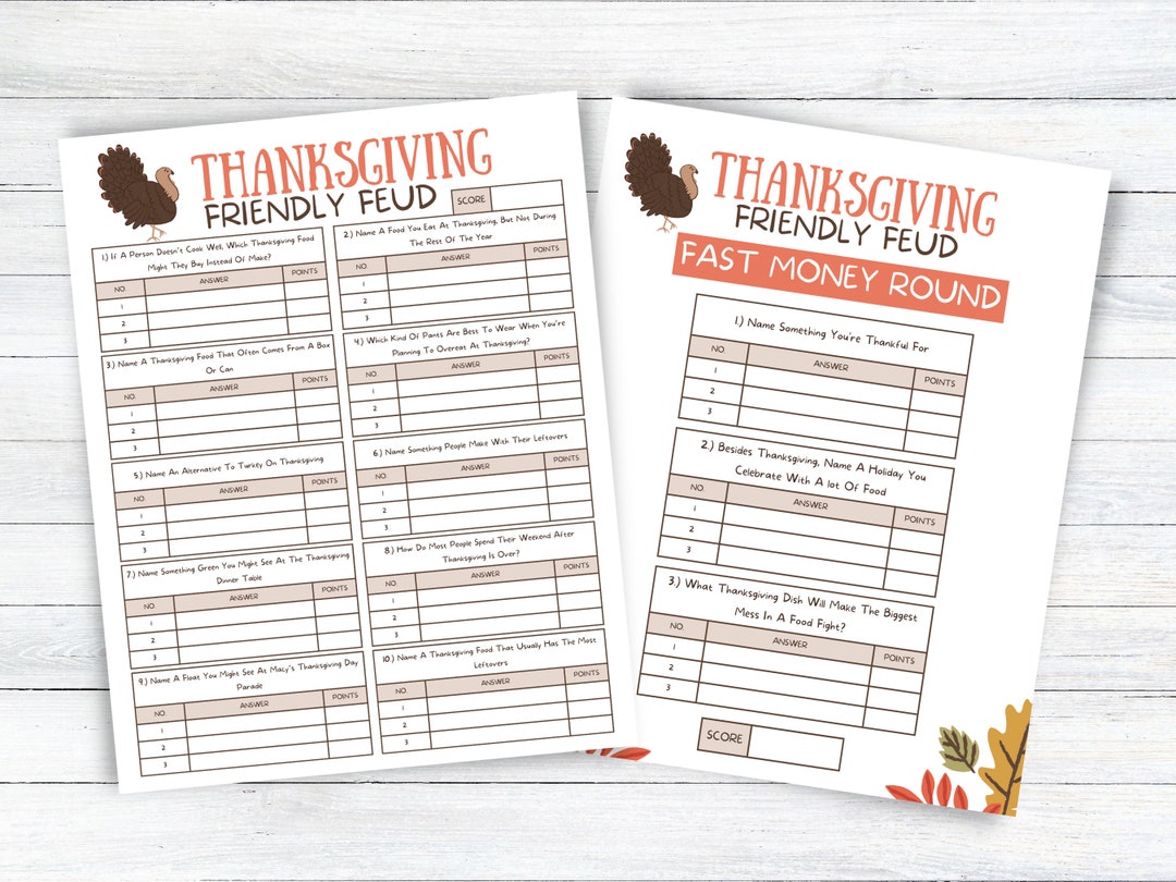 Thanksgiving Family Feud Game | Thanksgiving Games | Thanksgiving ...