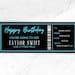 Neon Blue Concert Ticket Template | Editable Surprise Birthday Gift ...