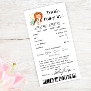 Lost Tooth Tooth Fairy Receipt | Tooth Fairy Letter | Lost Tooth ...