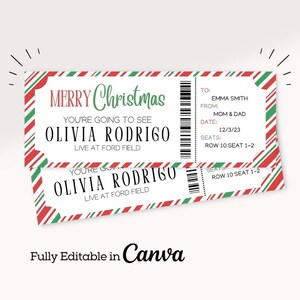 Printable Christmas Concert Gift Ticket | Christmas Gift Certificate ...
