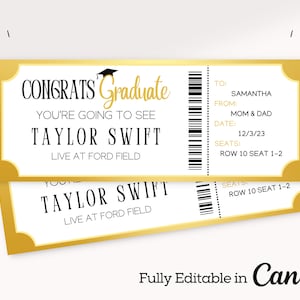 Graduation Concert Ticket Template | Editable Event Ticket | Canva ...