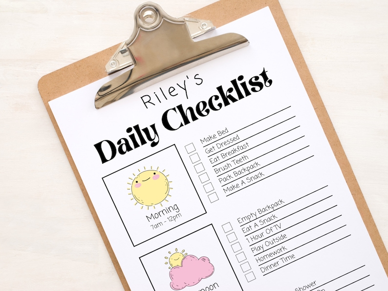 Daily Routine Printable Kids Daily Checklist Editable - Etsy