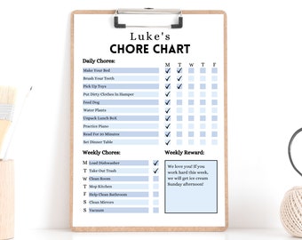 Weekly Daily Chore Chart for Kids Responsibility Chart Homeschool My ...