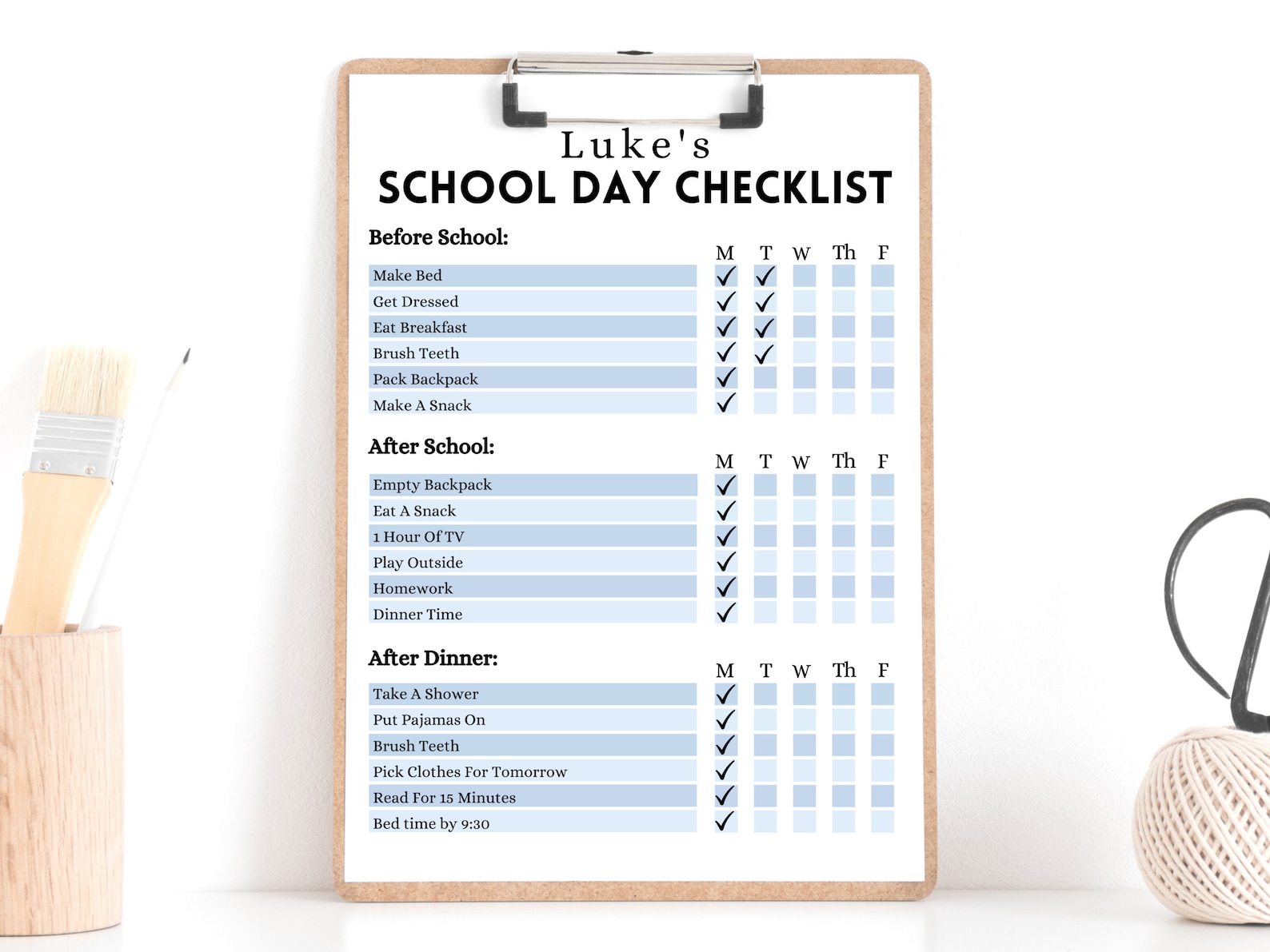 Blue Kids School Daily Checklist Kids Daily School Schedule - Etsy