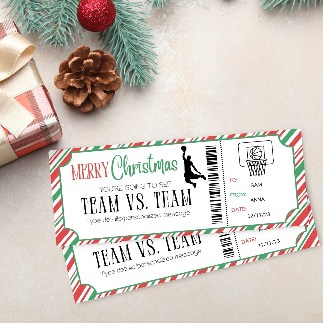 Christmas Surprise Basketball Game Ticket | Holiday Basketball Ticket ...