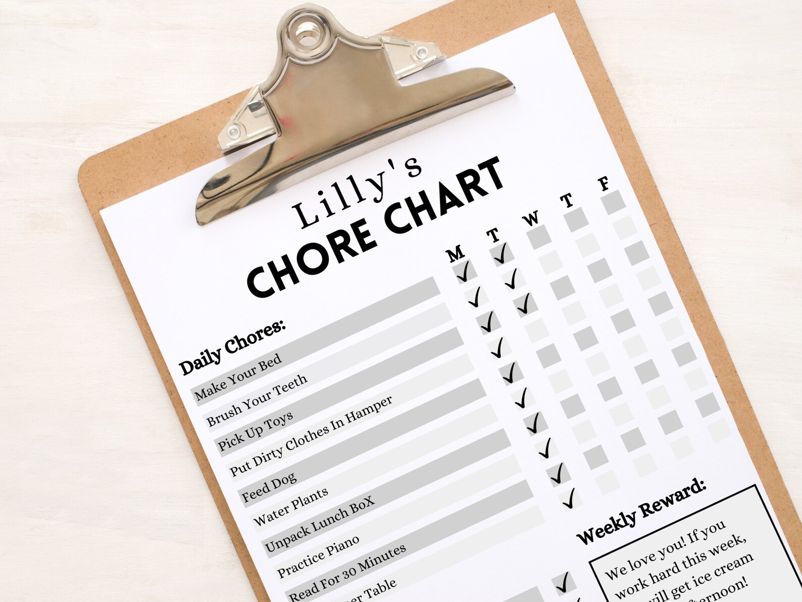 Minimalist Weekly Chore Chart Printable Modern Chore Chart - Etsy