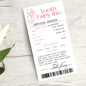 Pink Editable Tooth Fairy Receipt Printable | Pink Tooth Fairy Letter ...