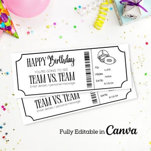 Surprise Football Game Ticket Gift | Birthday Football Ticket Template ...