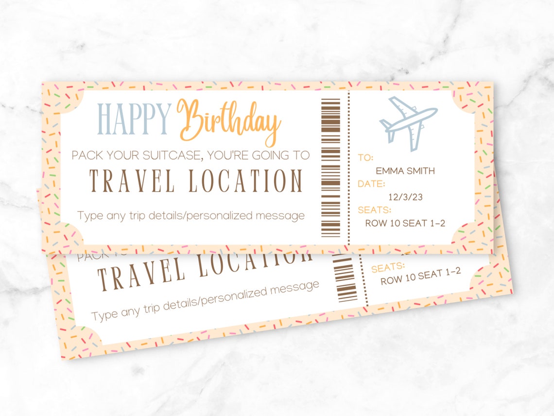 Minimalist Surprise Birthday Boarding Pass | Ticket Template | Airline ...